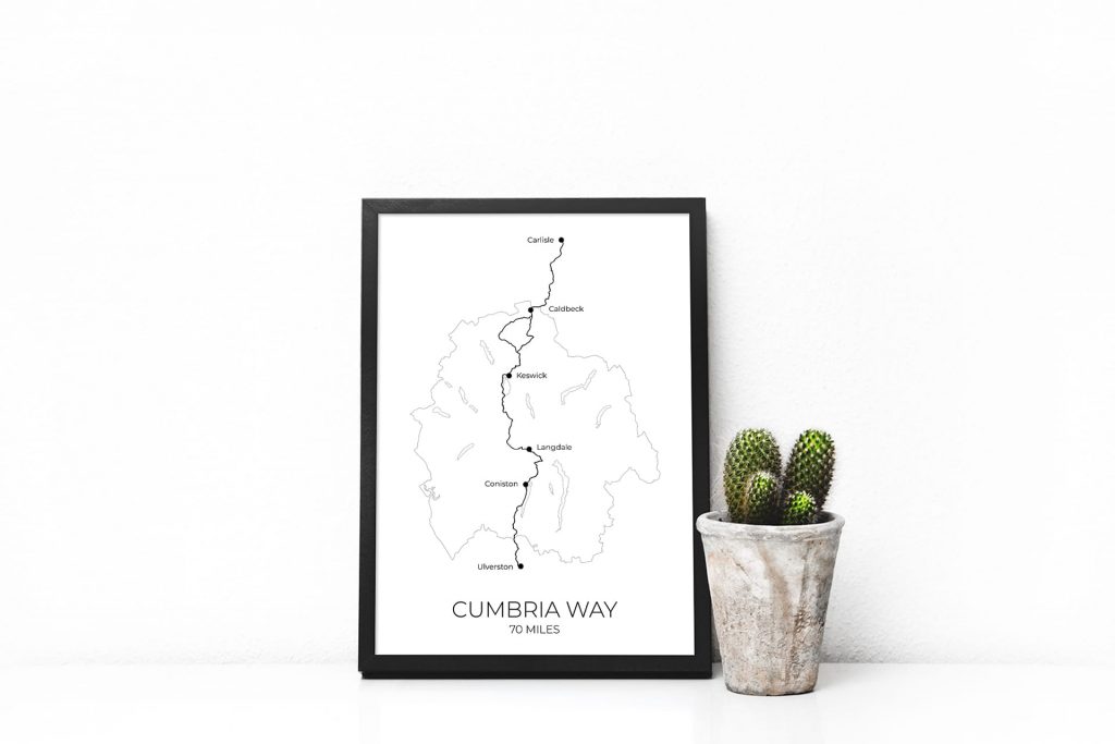 Cumbria Way Mountain Map Art Print - In from the Wild