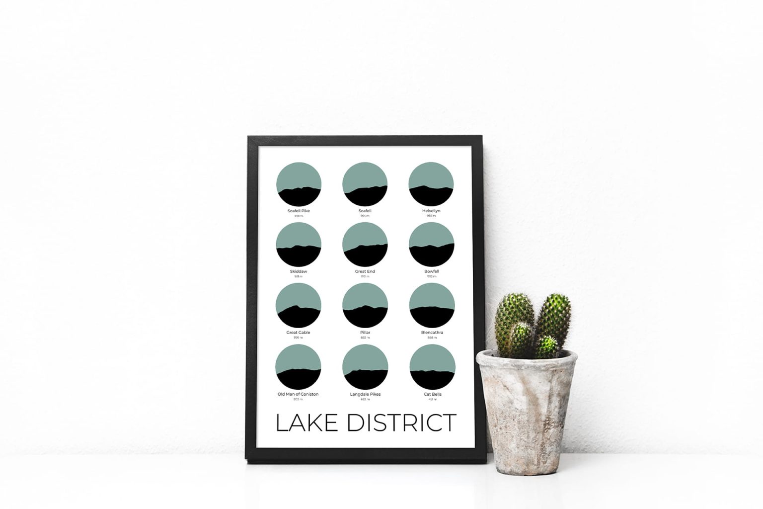 Lake District Colour Silhouette Art Print (12 Colours) - In from the Wild