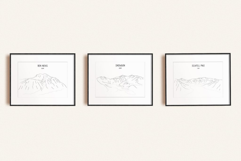 Three Peaks Challenge Line Art Print Set - In from the Wild
