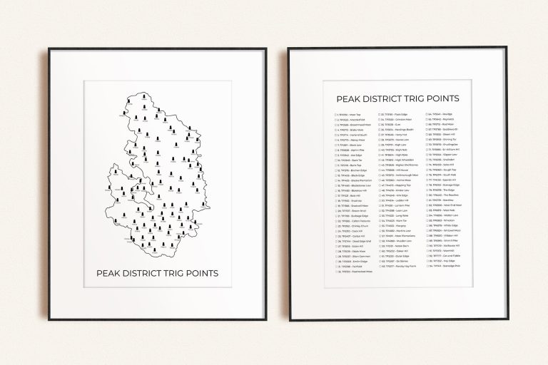 Peak District Trig Points Checklist Map Bundle (Dark) - In from the Wild