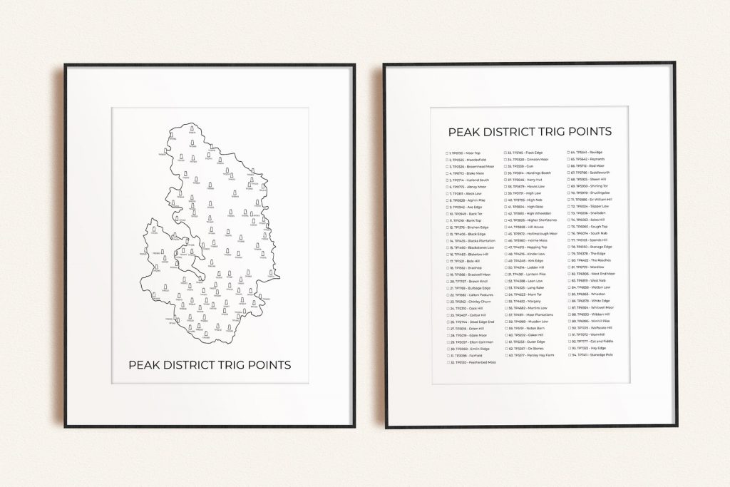 Peak District Trig Points Checklist Map Bundle (Light) - In from the Wild
