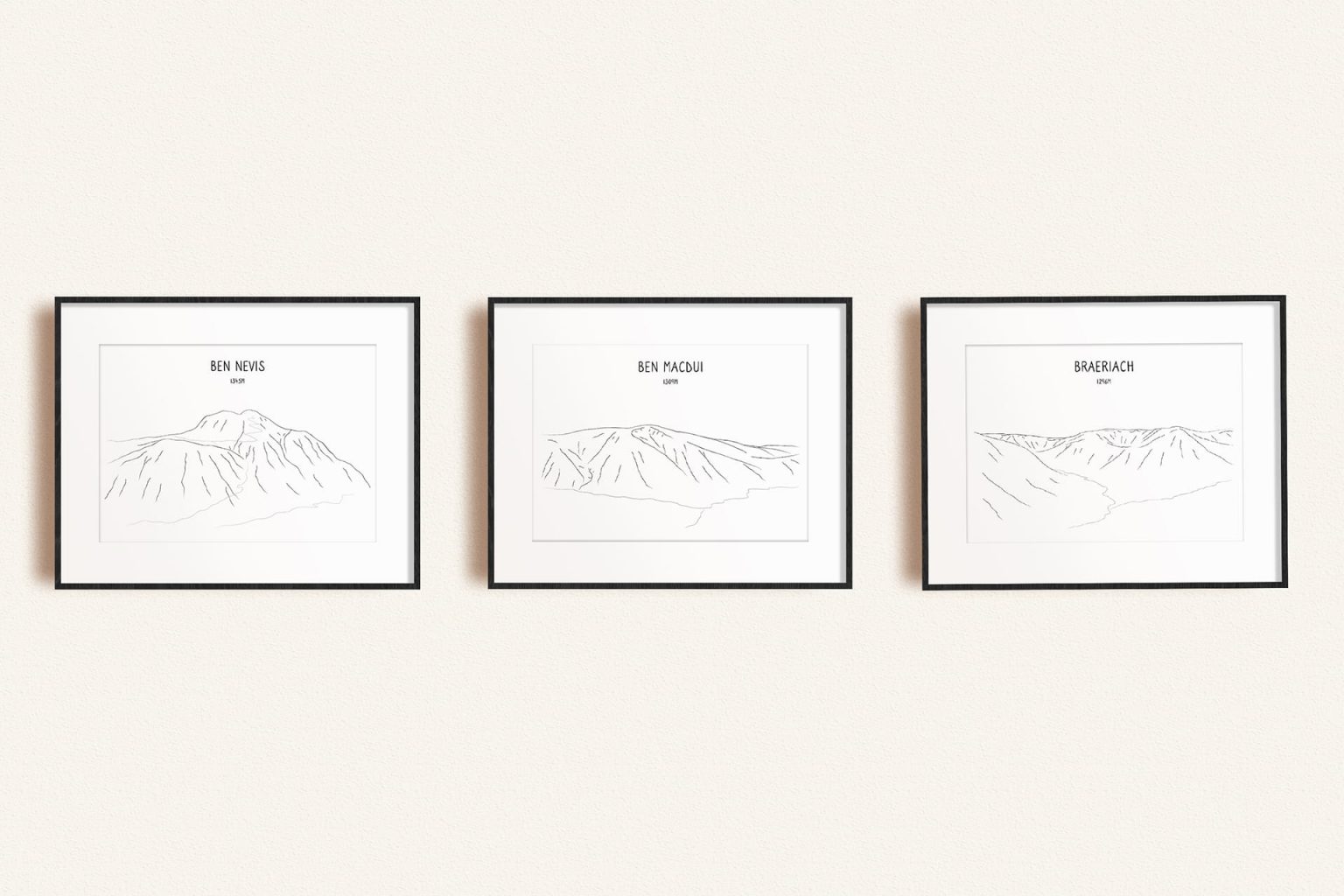 Scottish Three Peaks Challenge Line Art Print Set - In from the Wild