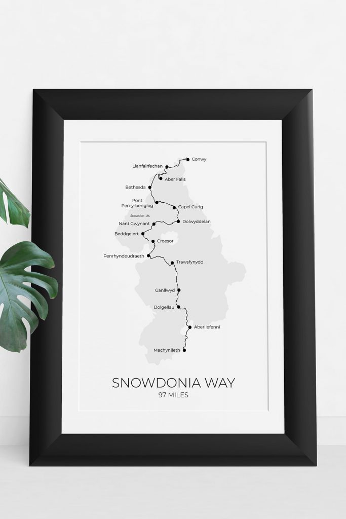 Snowdonia Way Map Art Print - In from the Wild