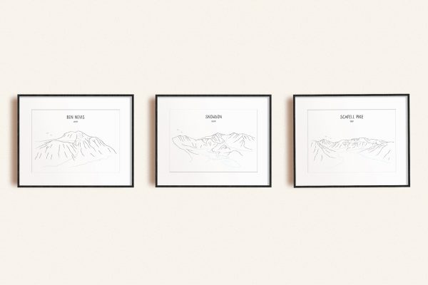 Three Peaks Challenge Line Art Print Set - In from the Wild